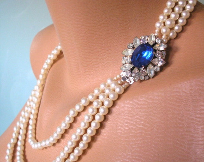 Pearl Necklace, Mother of the Bride, Great Gatsby Jewelry, Statement ...