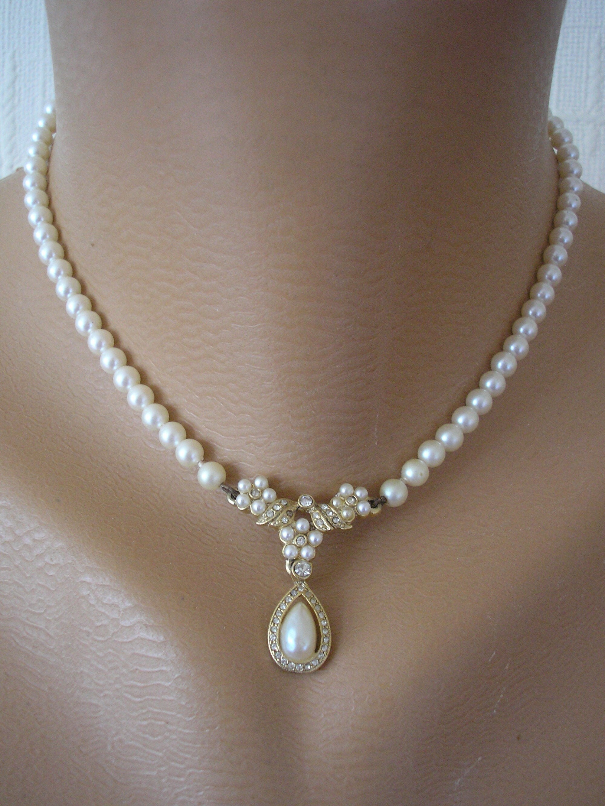 Rosita Pearl Necklace Vintage Pearl Choker Bridal Pearls Etsy Uk