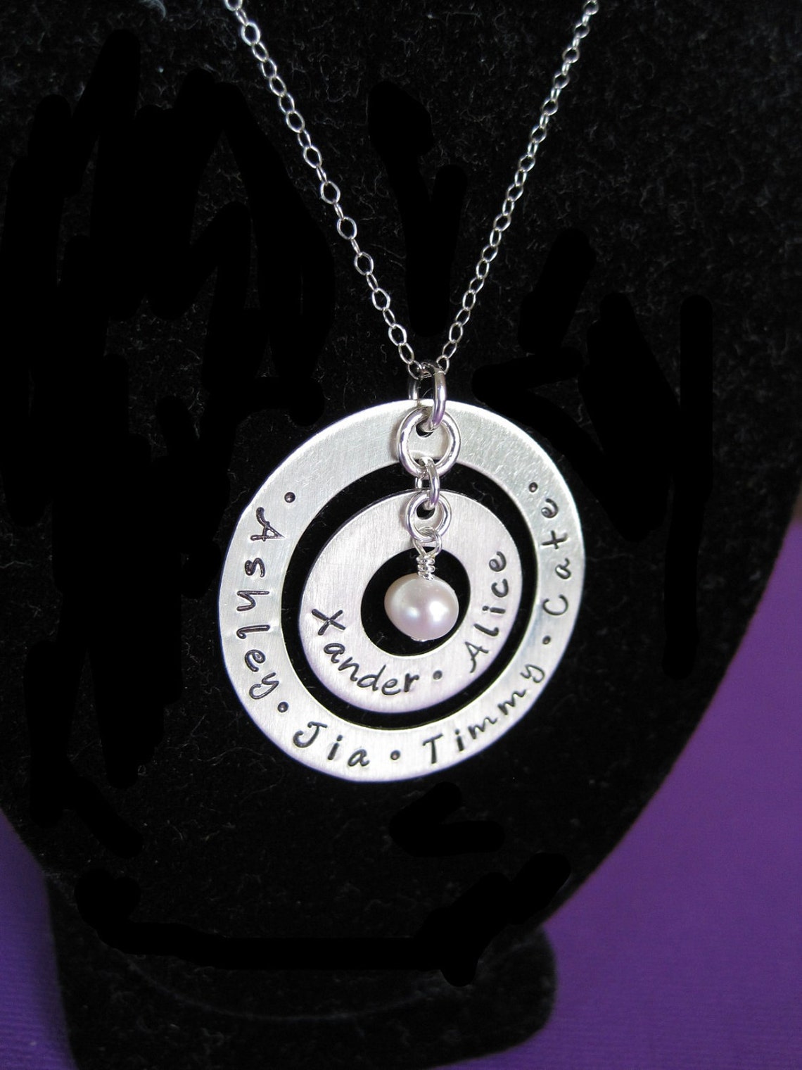 Hand Stamped Jewelry - Personalized Sterling Silver Necklace - Two ...
