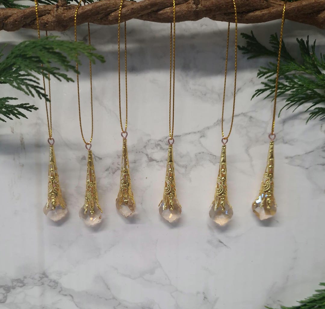 Christmas Tree Icicle Ornaments Decorations Baubles.bright Gold ...