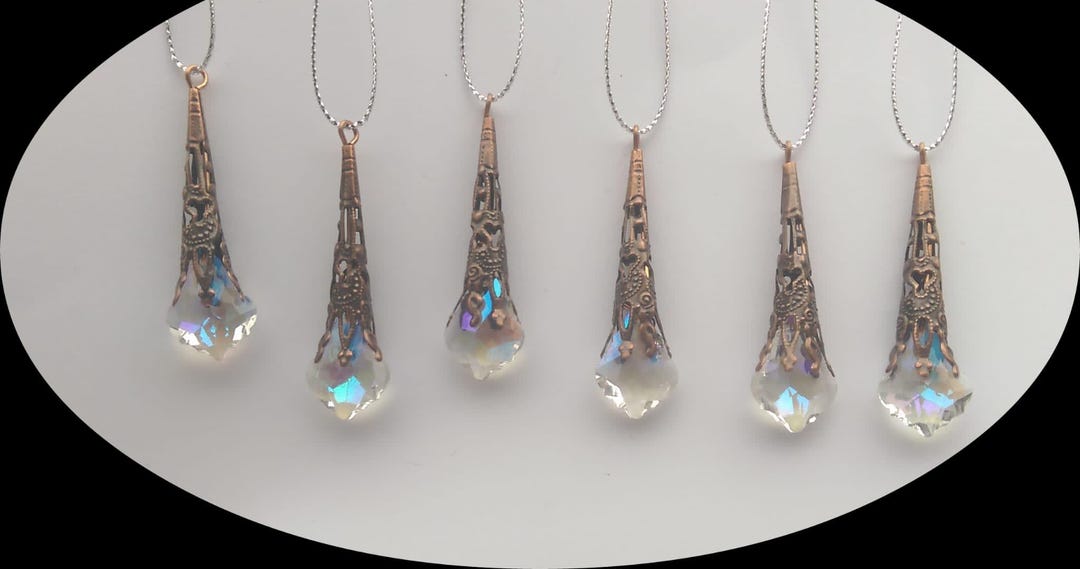 Christmas Tree Icicle Ornaments. Copper Filigree Metal Flutes ...