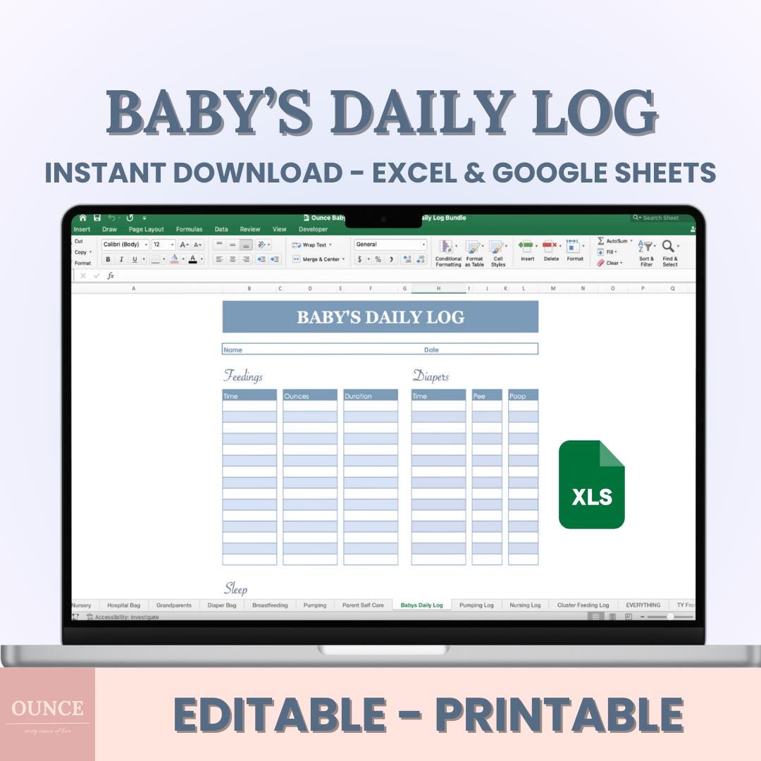 Printable Baby Log for Newborn Daily Schedule Baby Feeding Chart Diaper ...