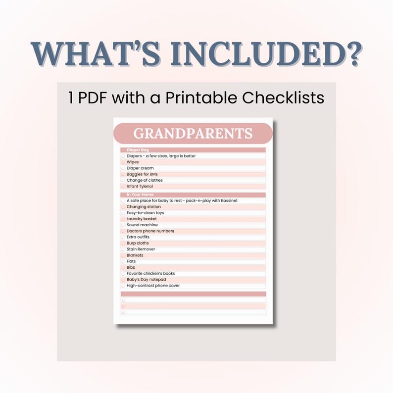 Diaper Bag Checklist New Grandparent Gift Baby Care Guide First Time ...
