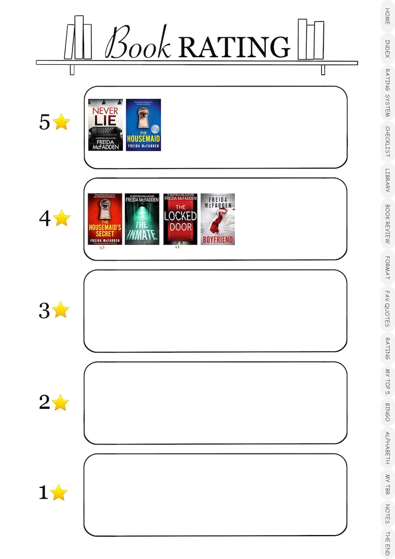 Freida Mcfadden Book Journal - Printable Reading Tracker (digital ...