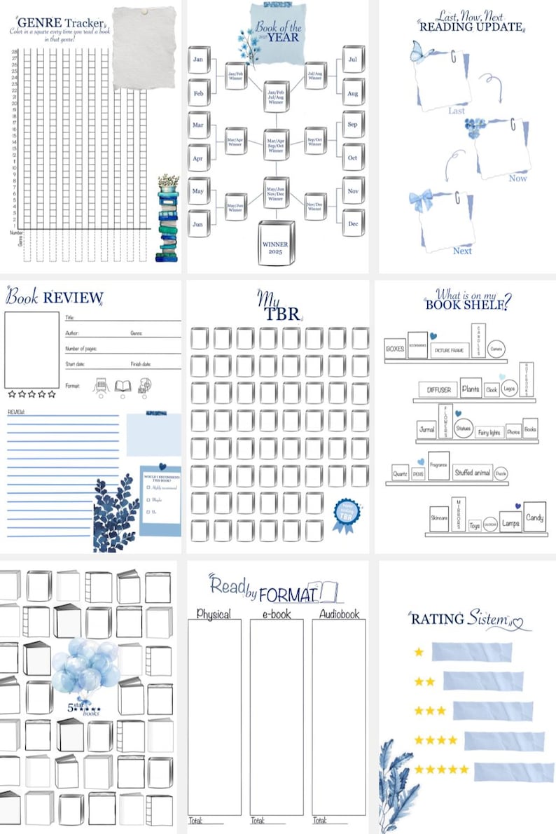 2025 Digital Reading Journal, Reading Log, Book Tracker, Reading List ...