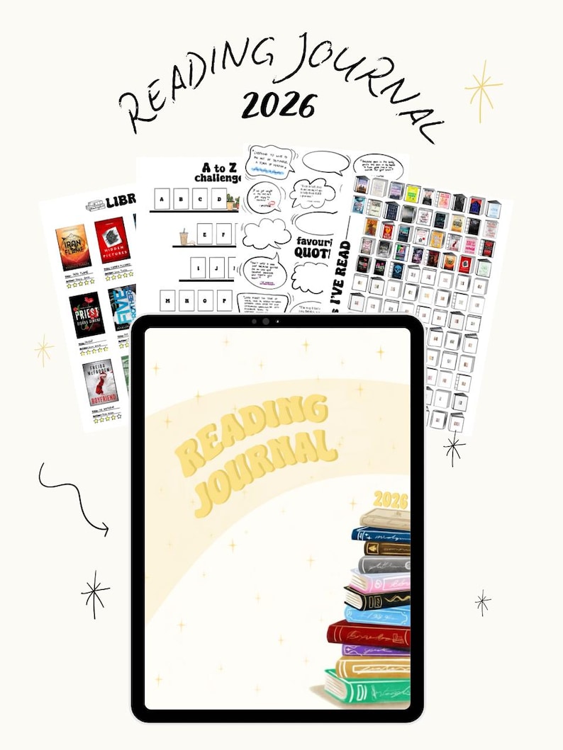 Digital Reading Journal 2026 | Book Tracker & Planner (printable) - Etsy
