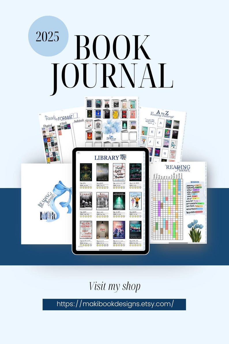 2025 Digital Reading Journal, Reading Log, Book Tracker, Reading List ...