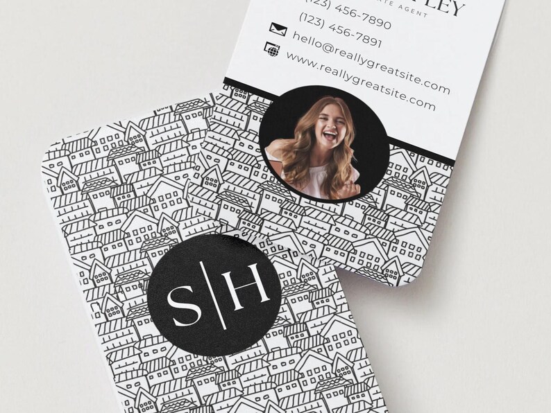 Realtor Business Card Template Modern House Line Drawing - Etsy