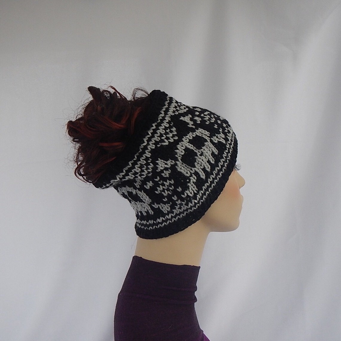 Headband With Skullsskull Headbandknit Skull Headband Skull - Etsy
