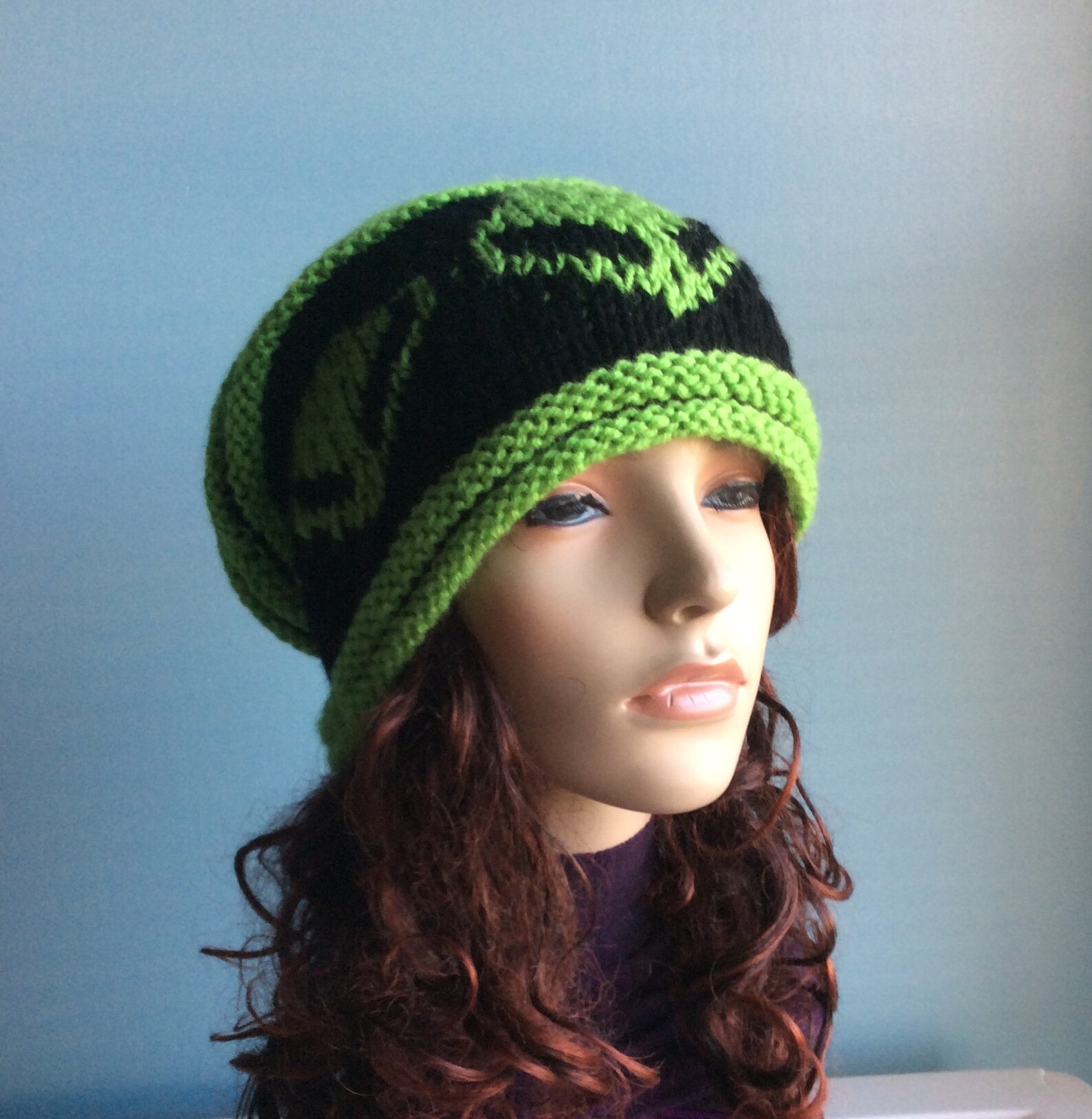 Unisex Roswell Alien Slouchy Hat Black With Green - Etsy