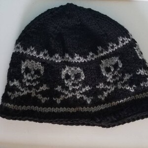 Knit Hat With Skulls/ Unisex Hat / Hand Knitted Skull Cap With - Etsy