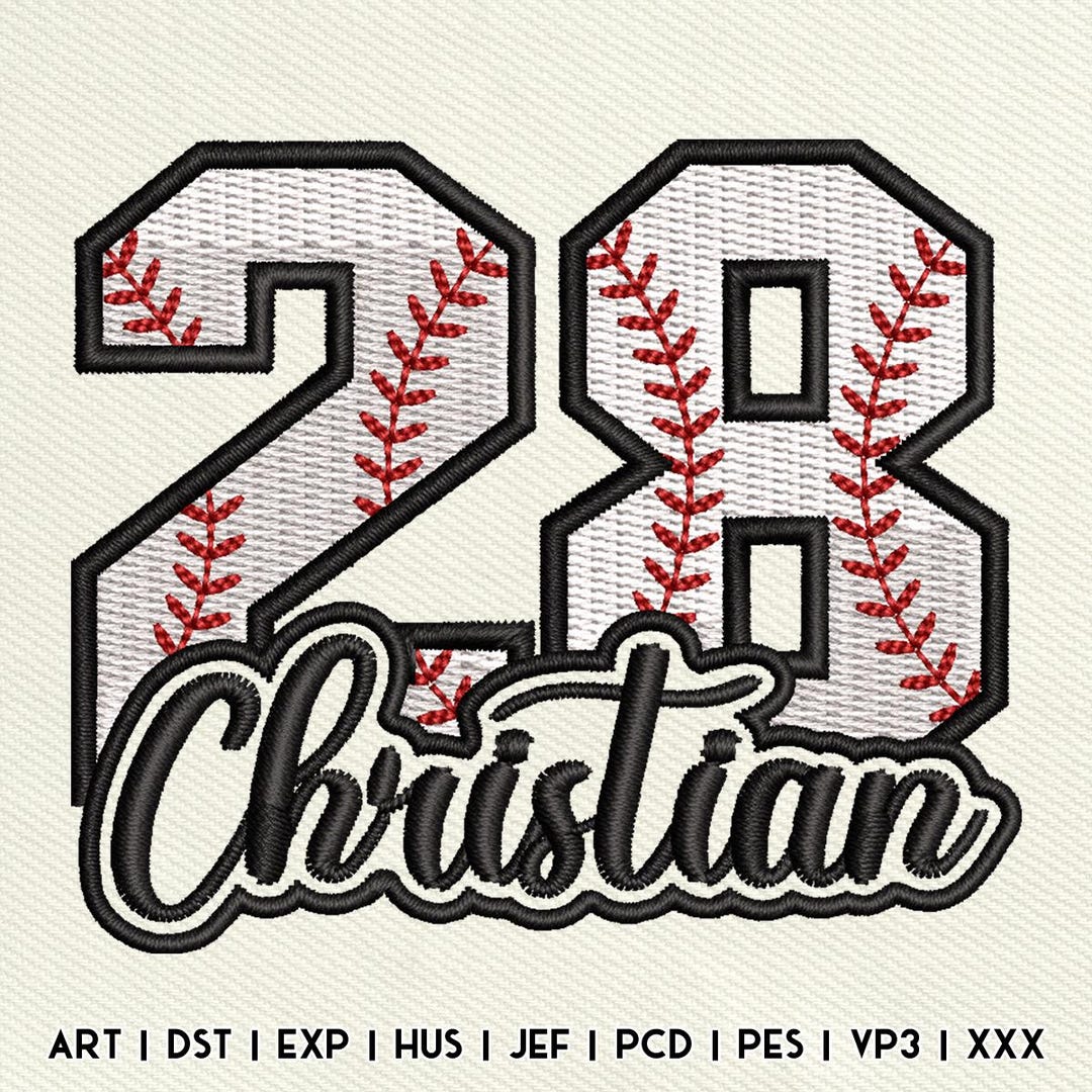 Custom Baseball Name Embroidery Design, Custom Baseball Number ...