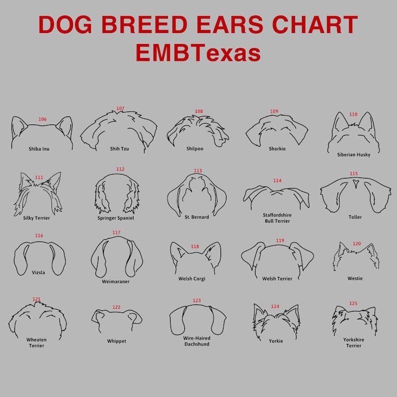 Bundle Dog Ears Embroidery Design, 125 Dog Ears Embroidery File, Dog ...