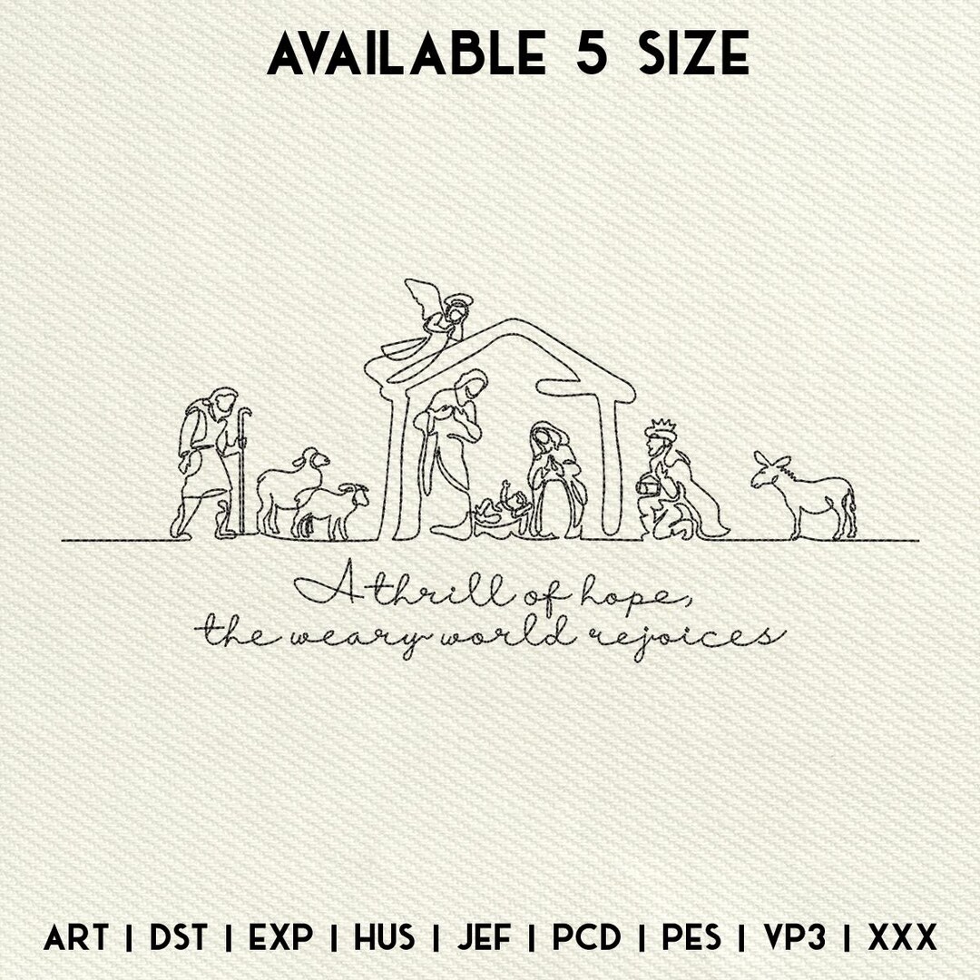 A Thrill of Hope the Weary World Rejoices Embroidery Design, Christian ...