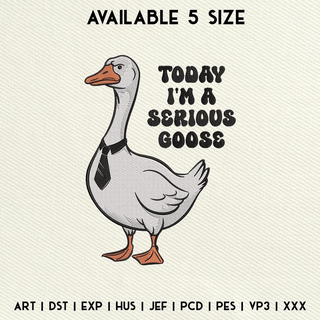 Serious Goose Embroidery Design, Funny Animal File (instant Download ...