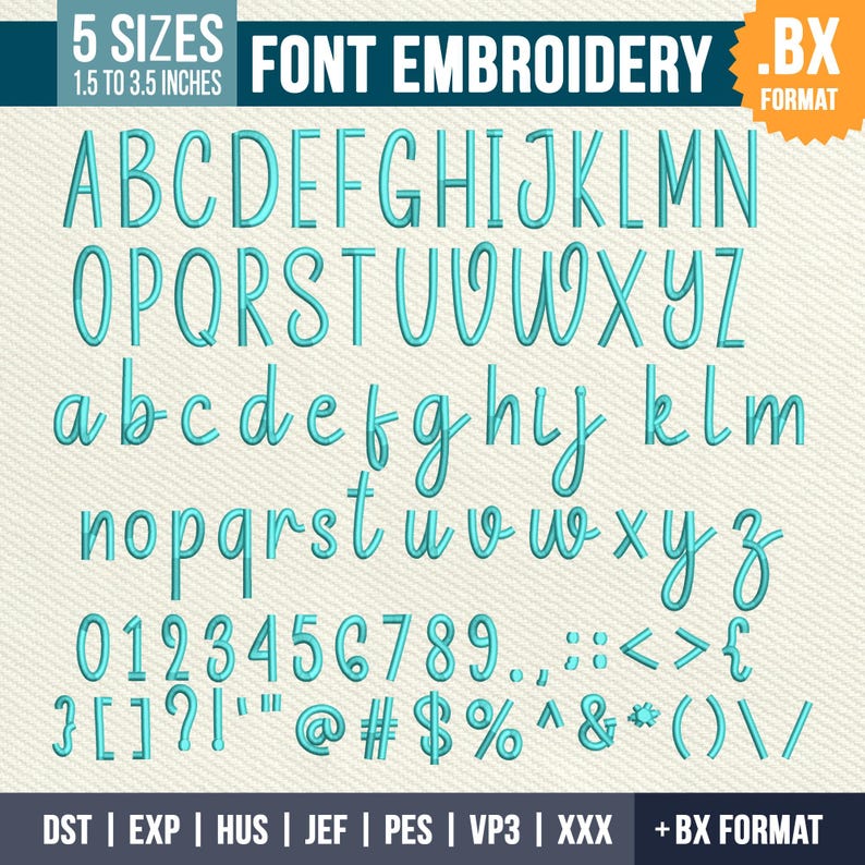 3D Puff Cursive Script Embroidery Font: BX Font | PES DST Fonts + 5 ...