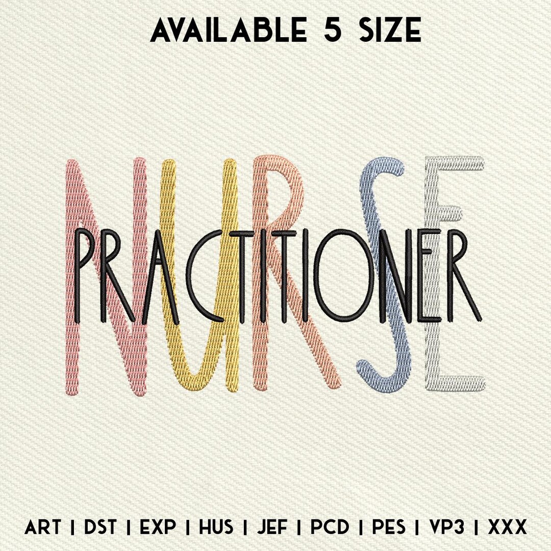 Practitioner Nurse Embroidery Design, RN Nurse Embroidery Design, Nurse ...