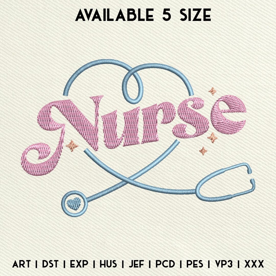 Heart Nurse Embroidery Design, Stethoscope Nurse Embroidery Design ...