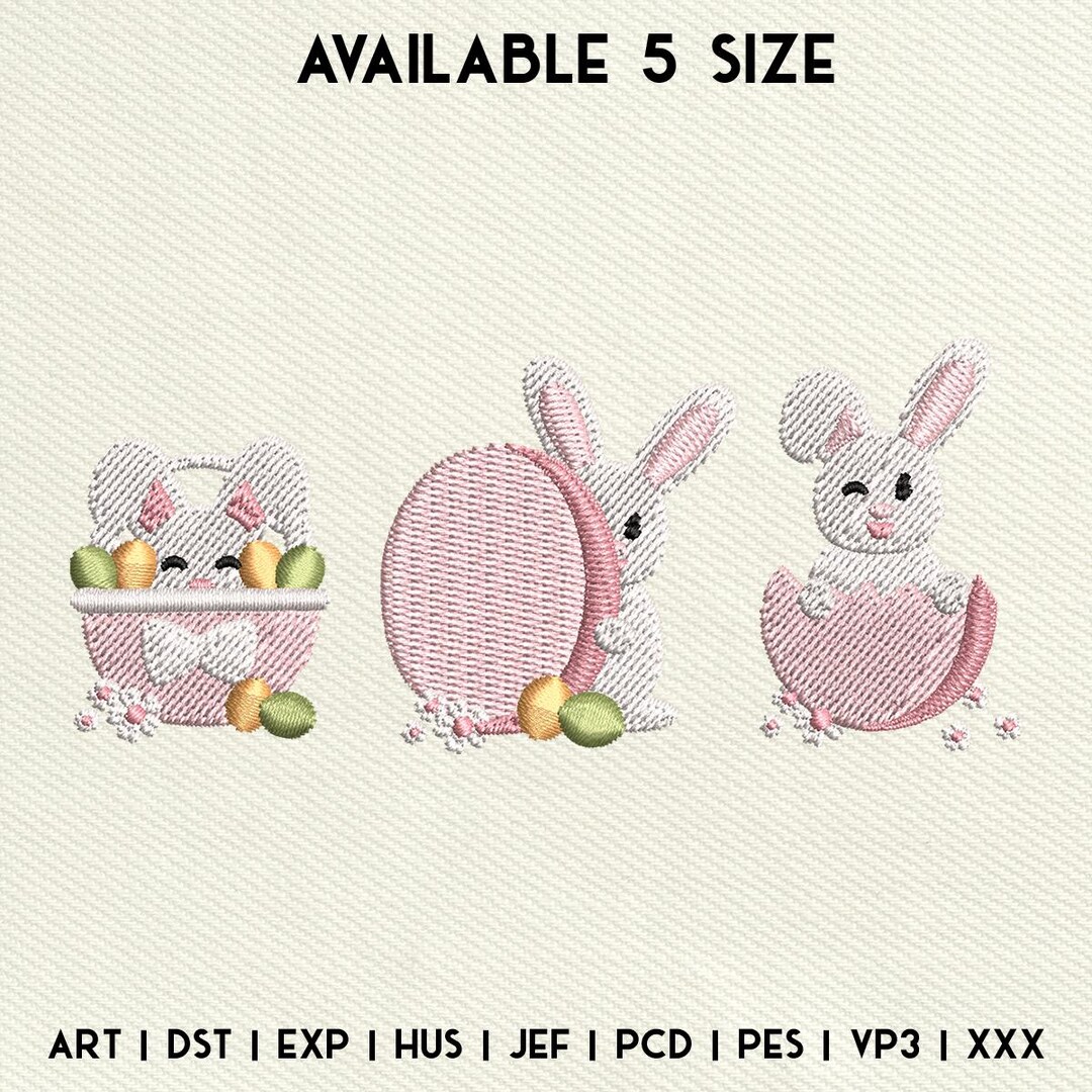 Easter Bunny Embroidery Design, Bunny Egg Embroidery Design, Rabbit ...