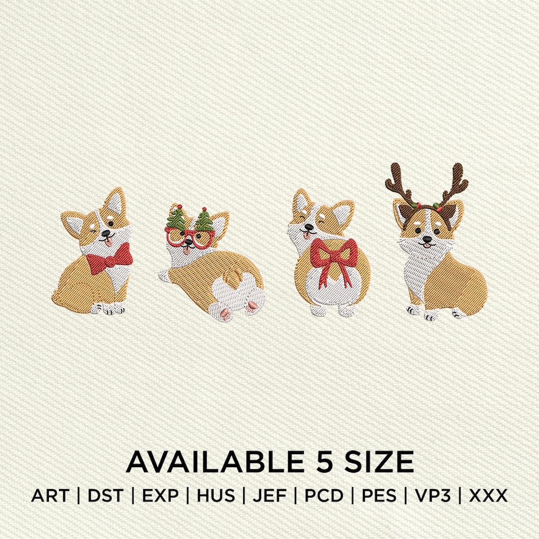 Corgi Christmas Embroidery Design, Christmas Dog Embroidery Machine ...