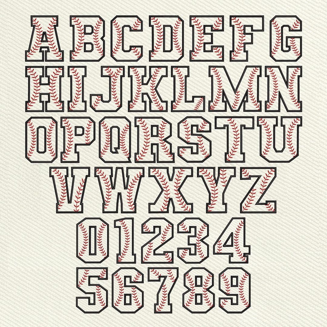 Baseball Letter Embroidery Design, Alphabet Baseball Embroidery Design ...
