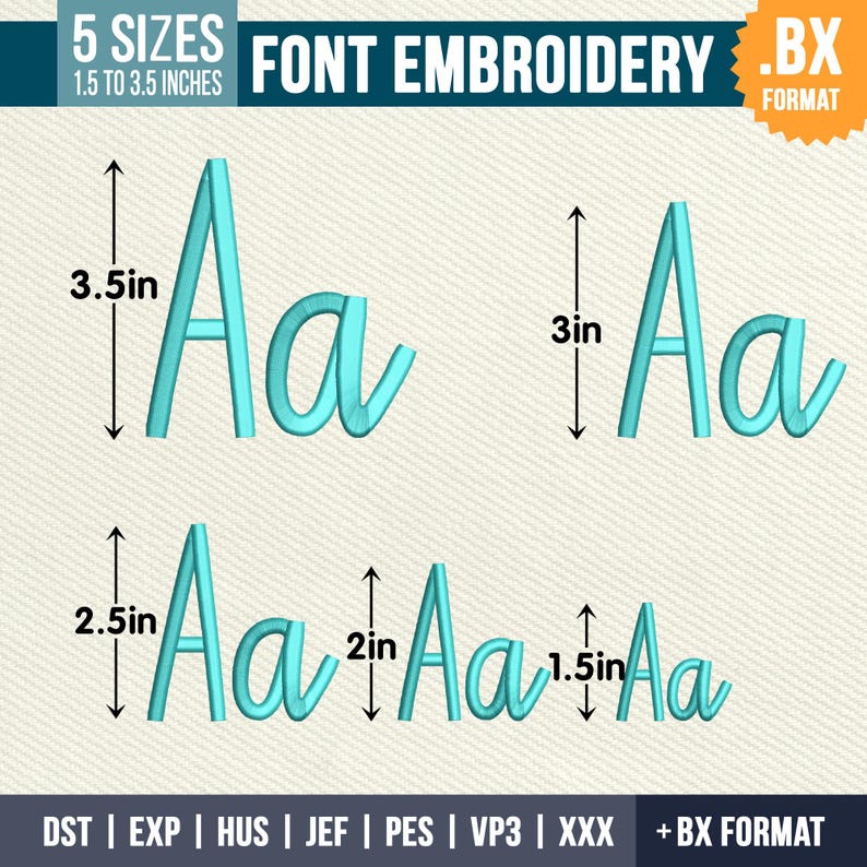 3D Puff Cursive Script Embroidery Font: BX Font | PES DST Fonts + 5 ...