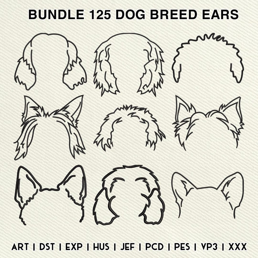 Bundle Dog Ears Embroidery Design, 125 Dog Ears Embroidery File, Dog ...