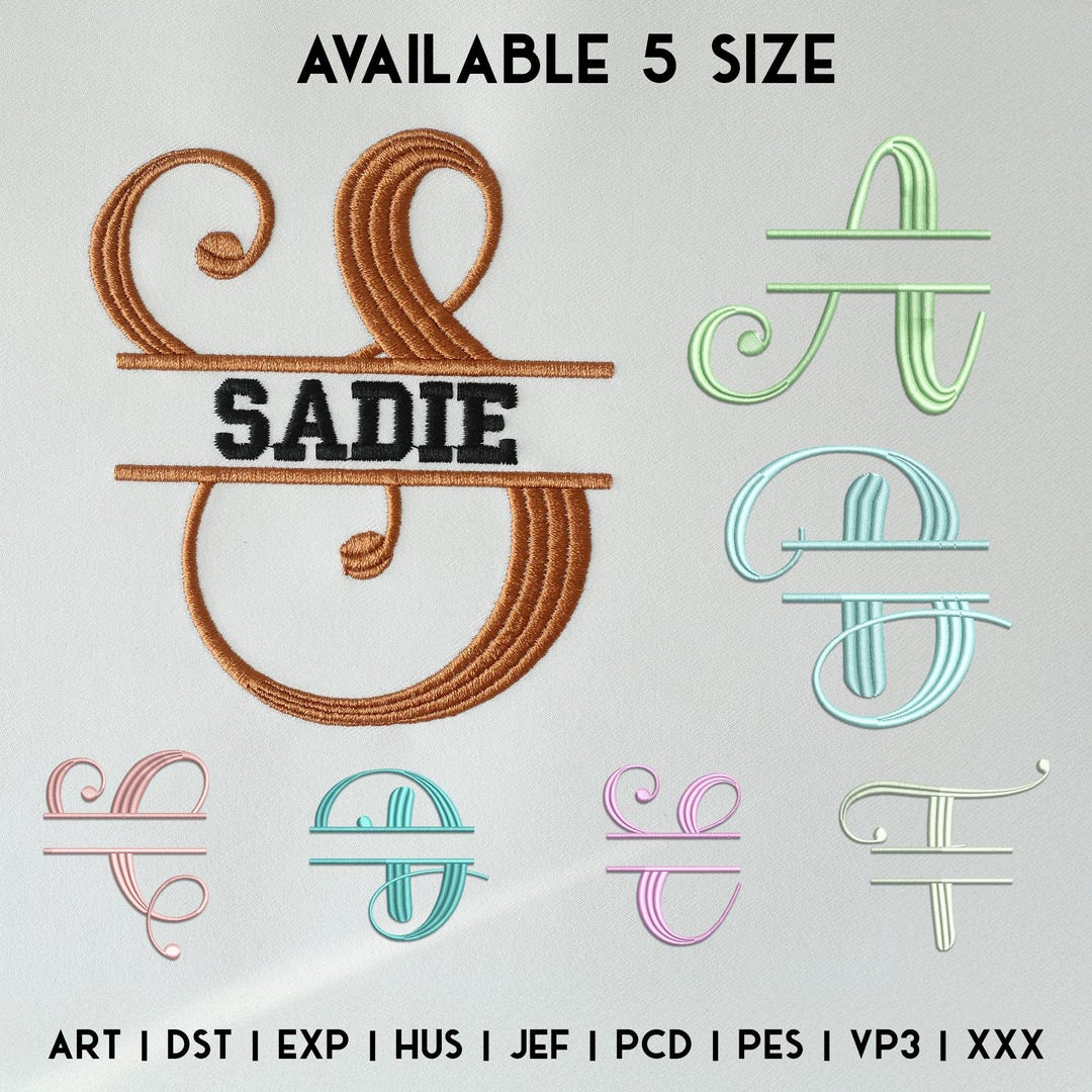 Split Monogram Embroidery Design, Monogram Alphabet Embroidery Design ...