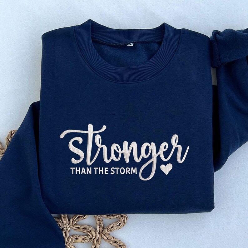 Stronger Than the Storm Embroidery File, Inspirational Christian Quote ...