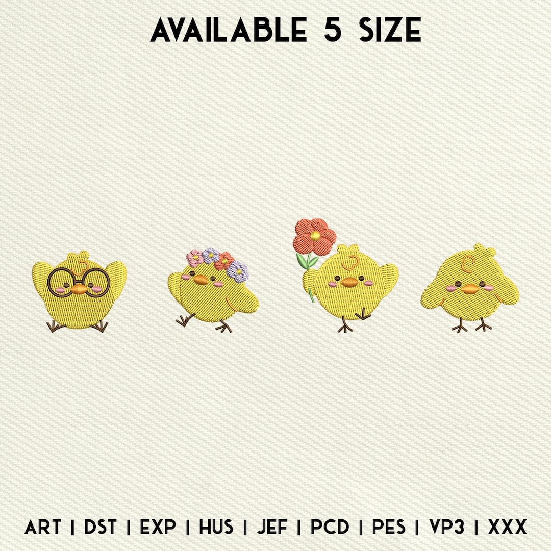 Funny Chick Embroidery Design, Cute Chick Embroidery File, Animal ...