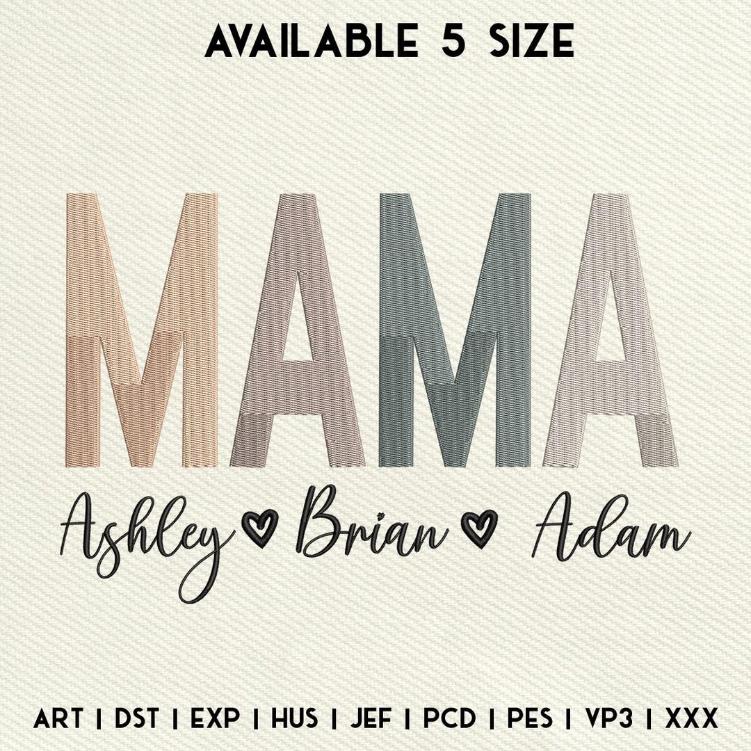 Custom Mama Embroidery Design With Kids Name, Children's Name ...