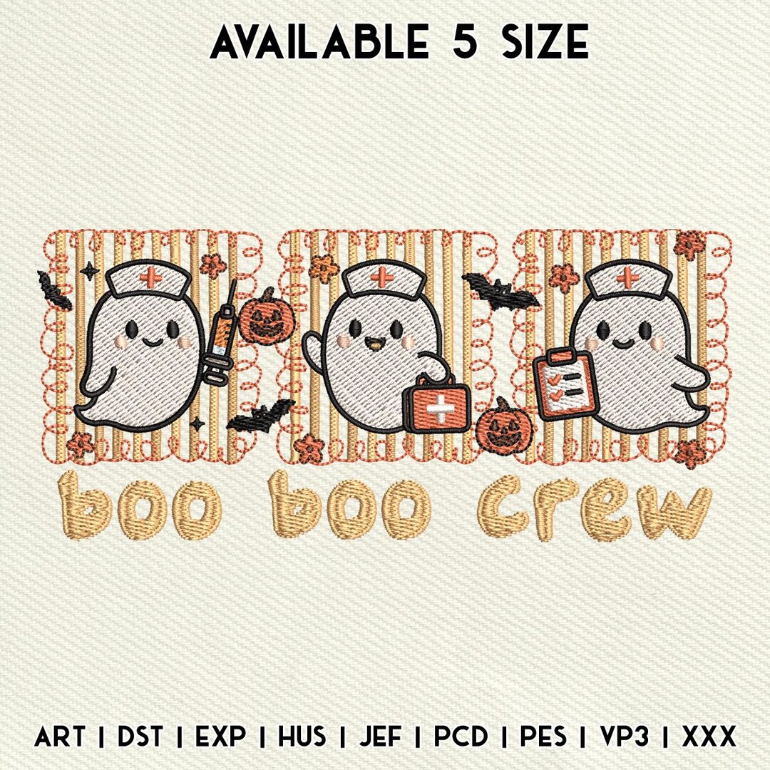Boo Boo Crew Embroidery File, Cute Nurse Ghosts Halloween Medical Team ...
