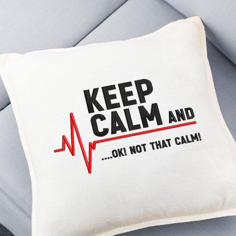Keep Calm Nurse Embroidery File, Funny Hospital Quote With Heartbeat ...