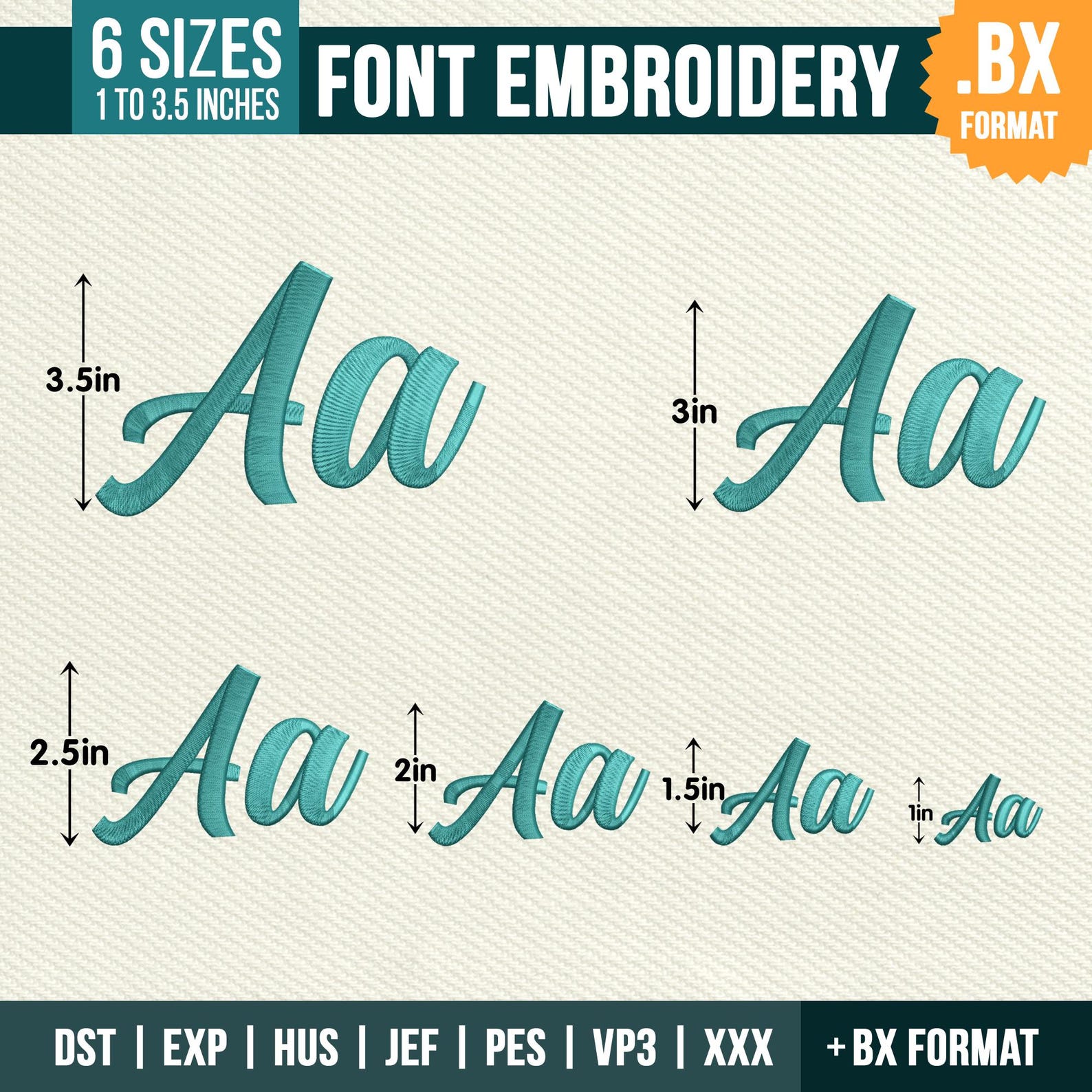 3D Puff Cursive Script Embroidery Font: BX Font | PES DST Fonts + 5 ...