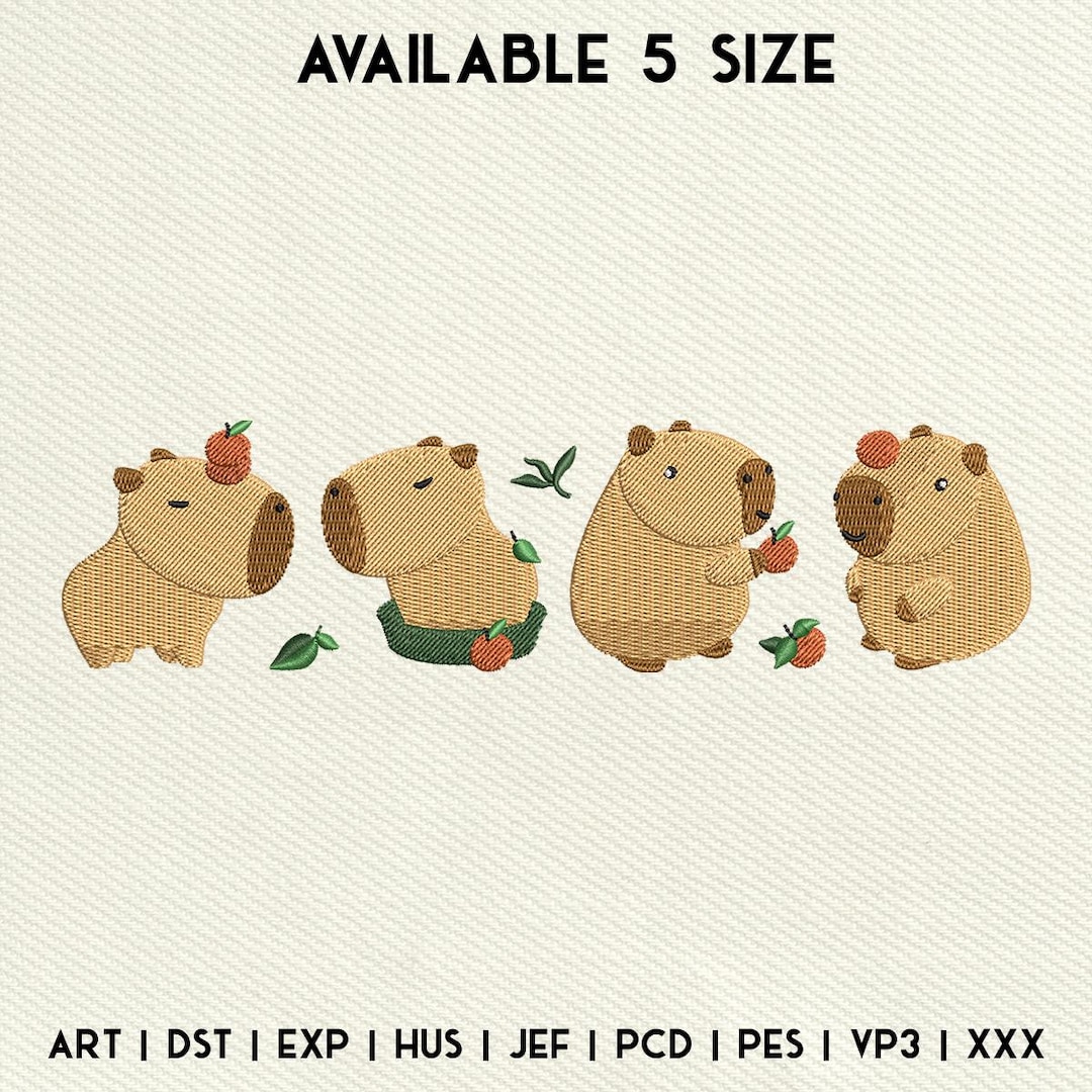 Capybara Embroidery Design, Funny Capybara Embroidery Design, Animal ...