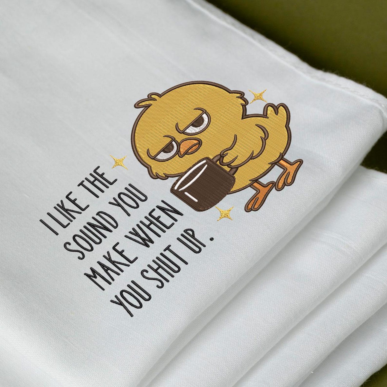 Shut up Chick Embroidery Digital File, Sarcastic Coffee Bird Machine ...