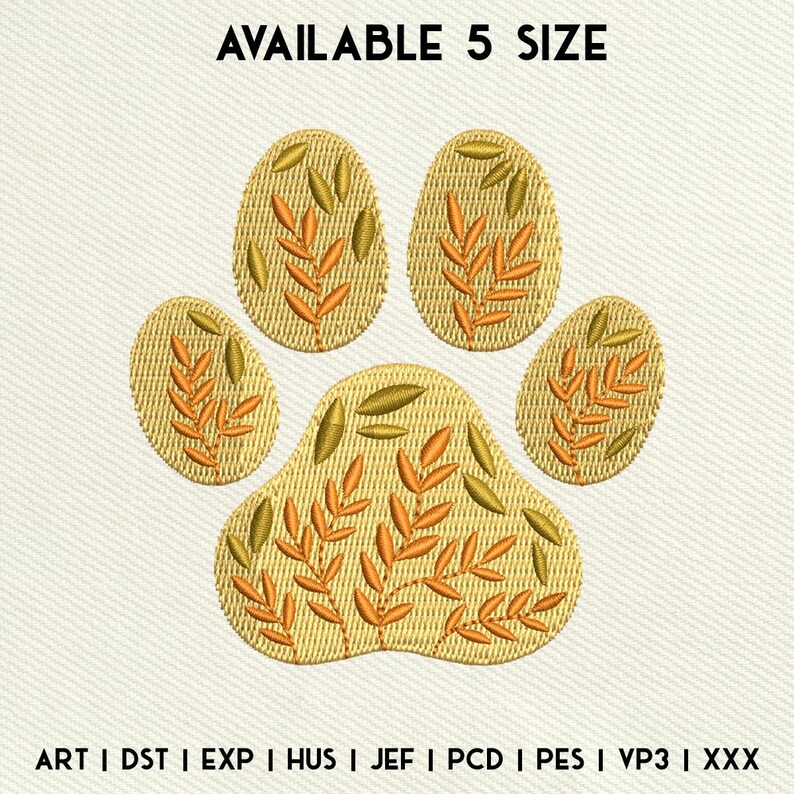 Paw Print Flower Bundle Embroidery Design, Dog Paw Embroidery File ...
