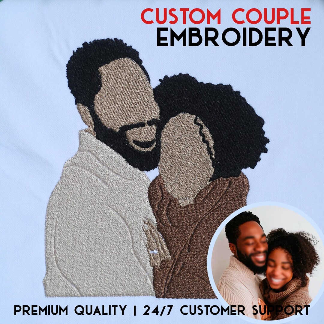 Custom Couple Portrait Embroidery Design Files, Embroidery Portraits ...