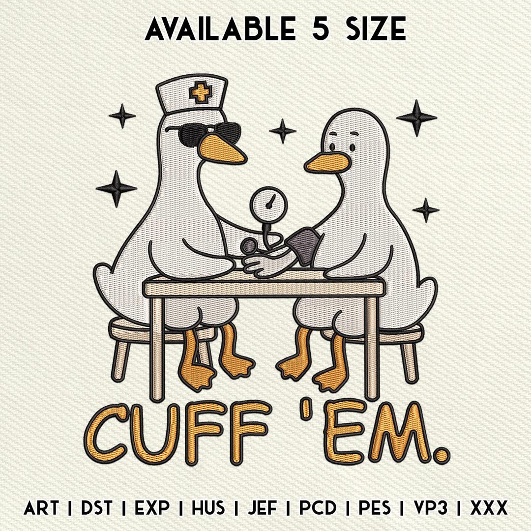 Nurse Silly Goose Embroidery Design, Funny Goose Nurse Embroidery ...