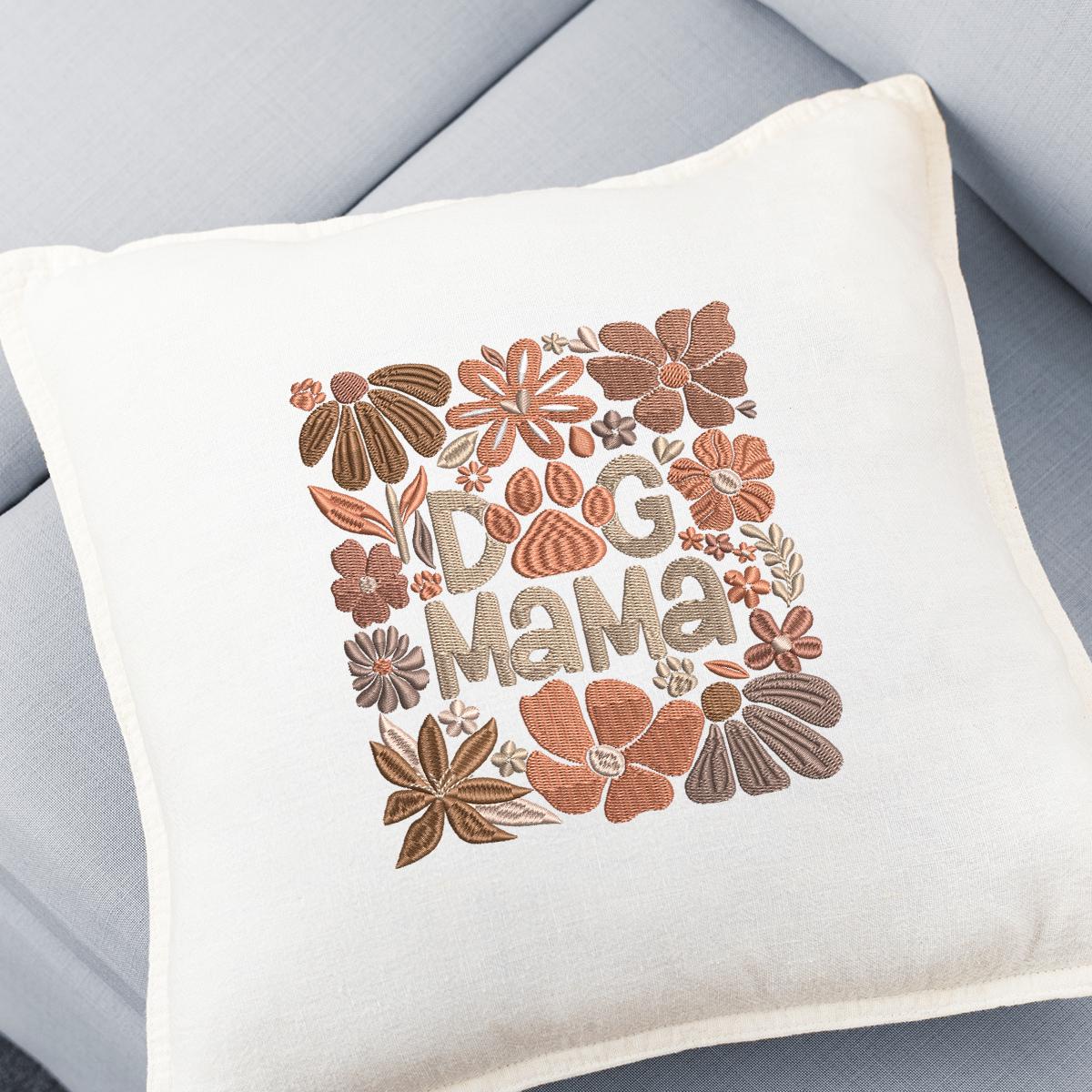 Dog Mama Floral Embroidery Design, Retro Mama Embroidery Design, Dog ...