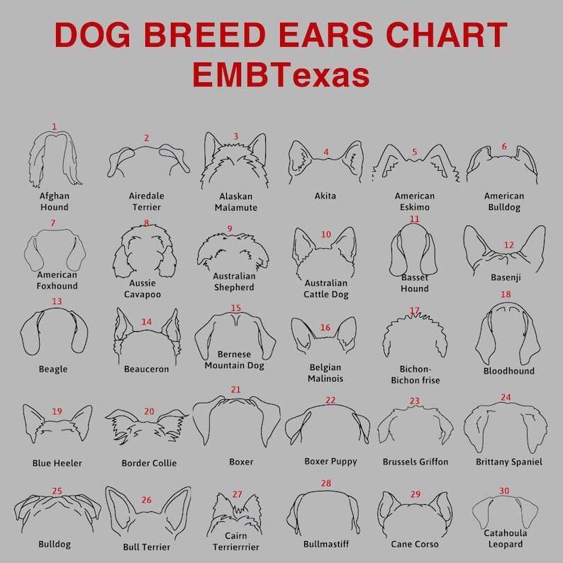Bundle Dog Ears Embroidery Design, 125 Dog Ears Embroidery File, Dog ...