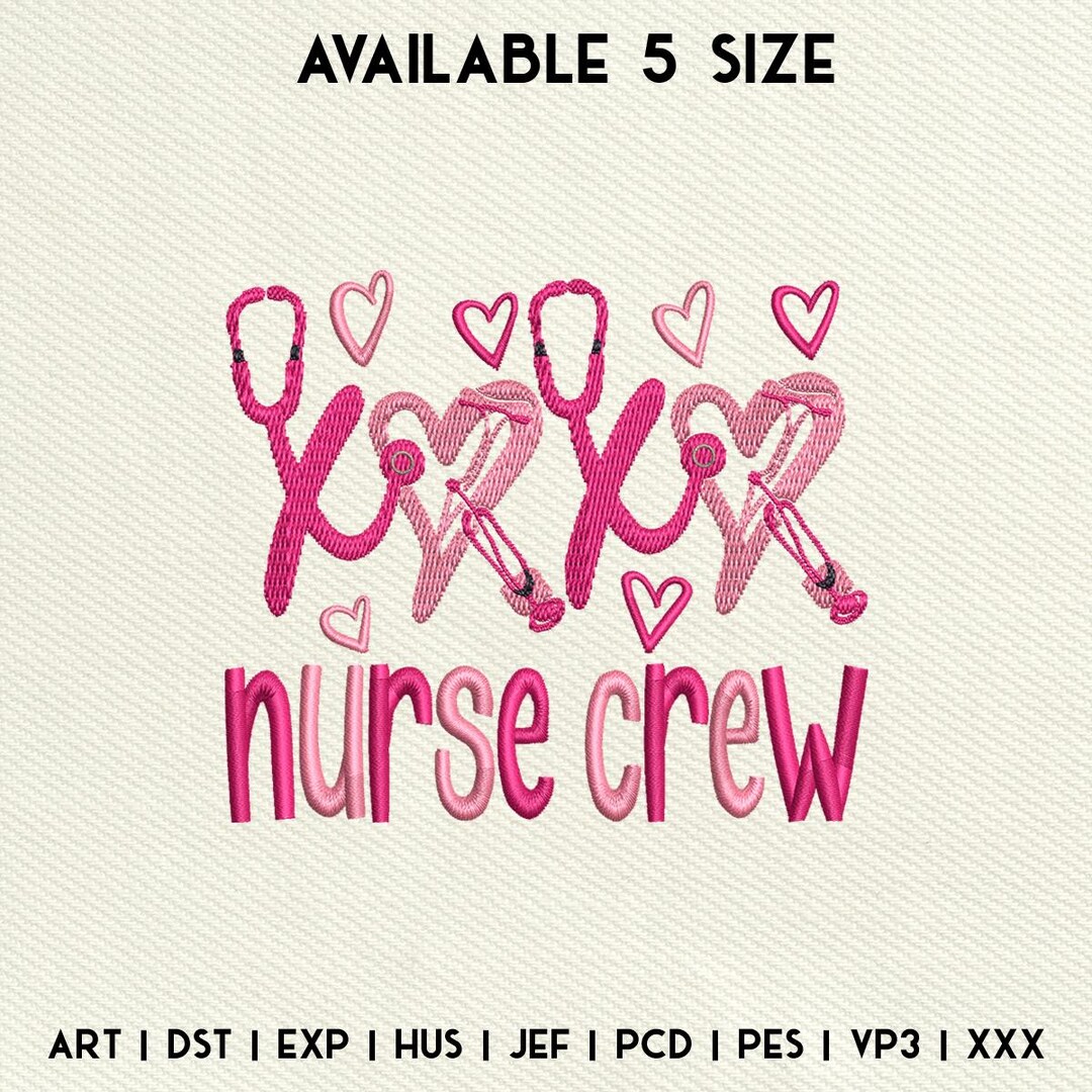 Nurse Crew Embroidery Design, Stethoscope Nurse Embroidery Design, XOXO ...