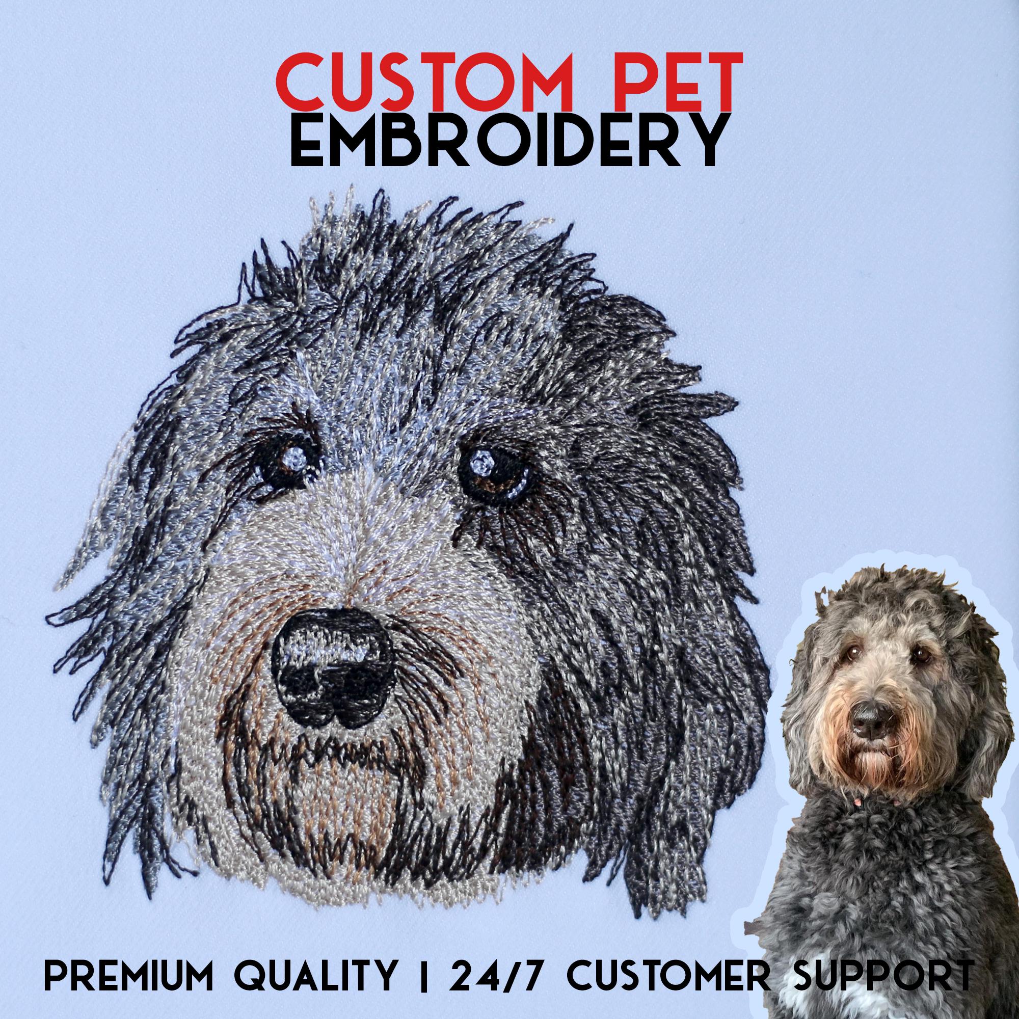 Custom Dog Embroidery Design Files, Custom Pet Portrait Embroidery ...