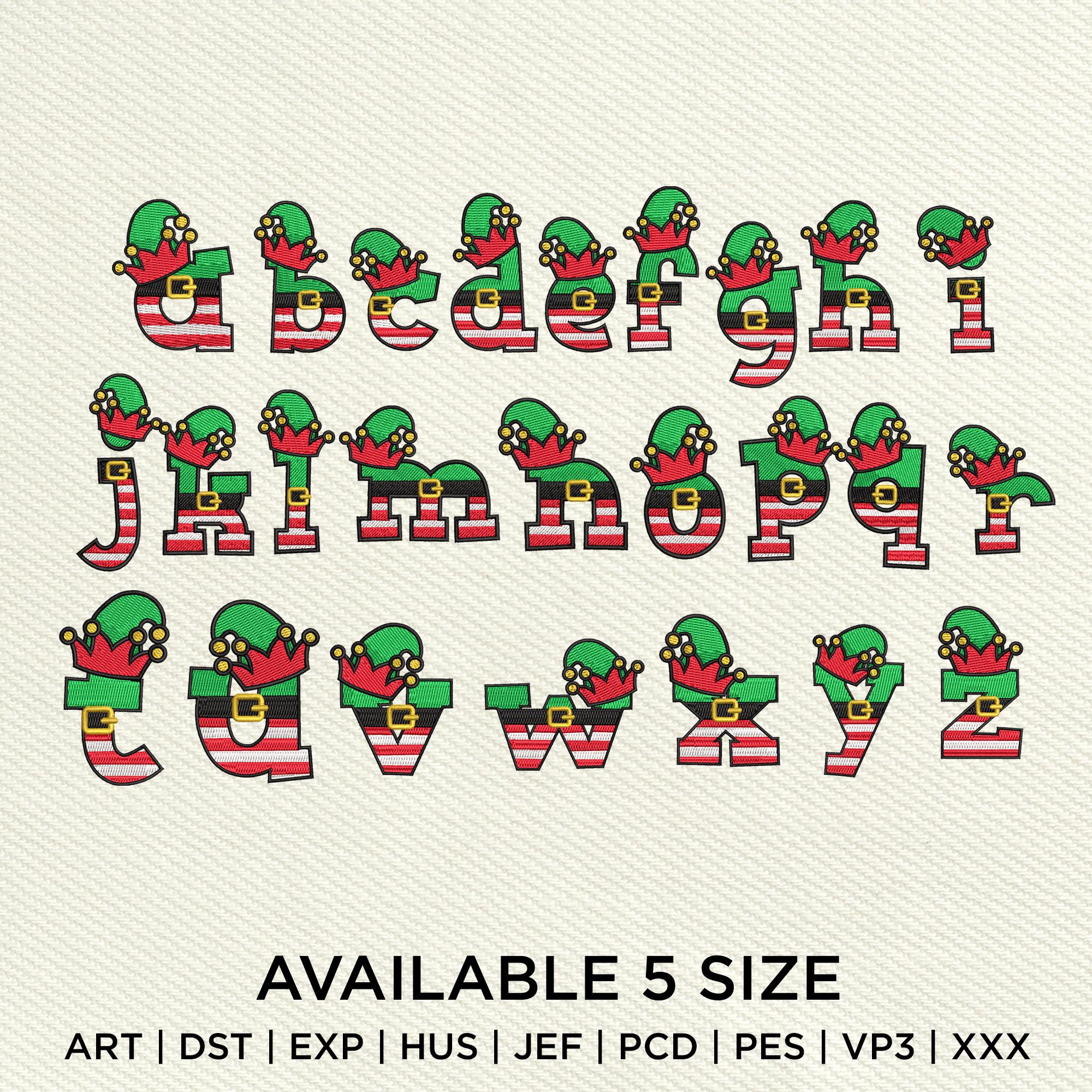 Christmas Alphabet Embroidery Design, Christmas Elf Embroidery Design ...