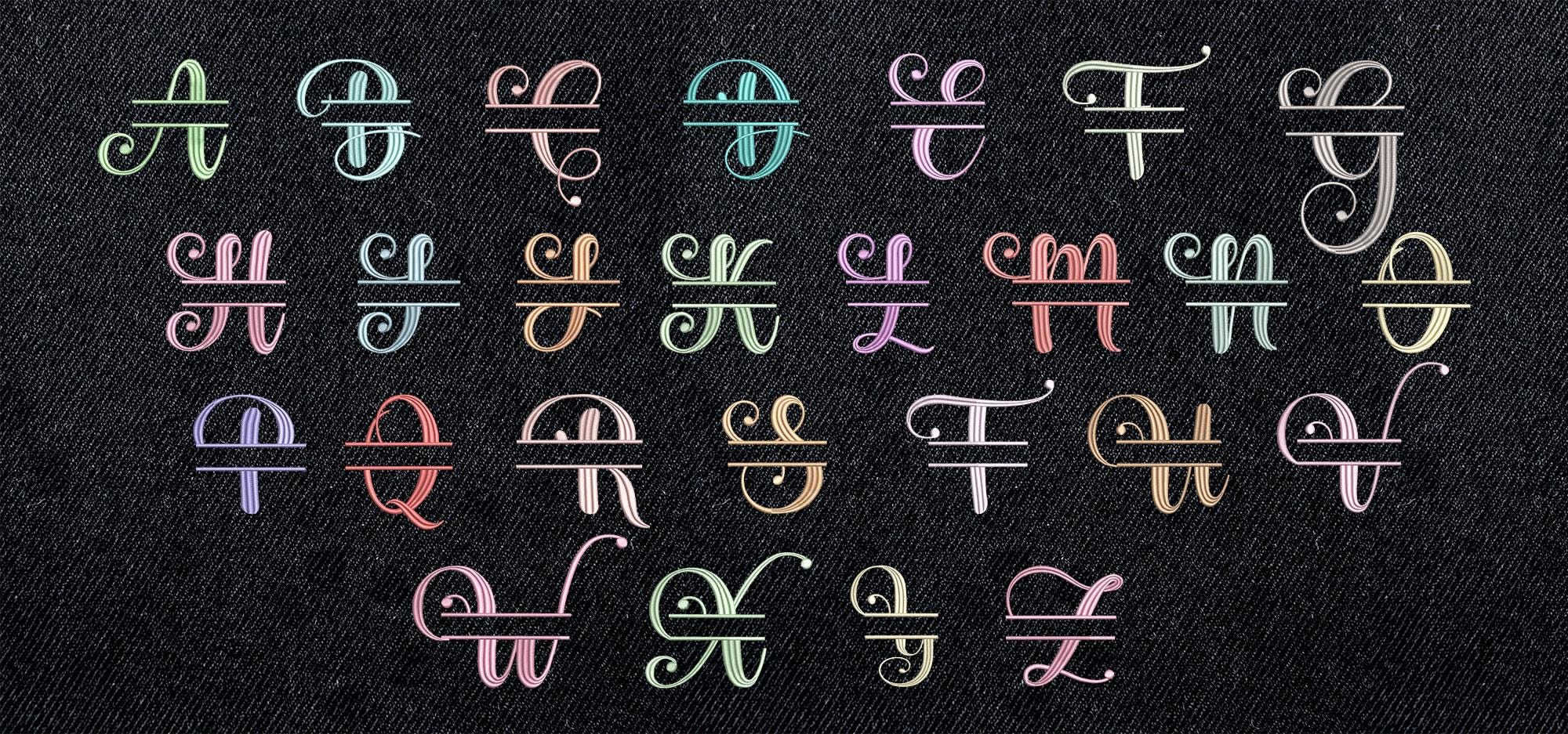 Split Monogram Embroidery Design, Monogram Alphabet Embroidery Design ...
