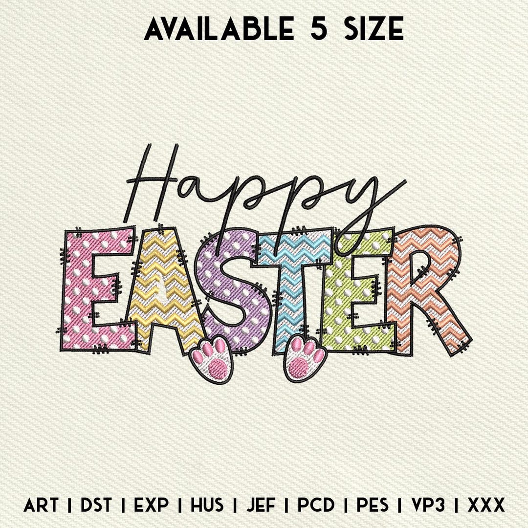 Happy Easter Bunny Embroidery Design, Easter Day Embroidery Design ...