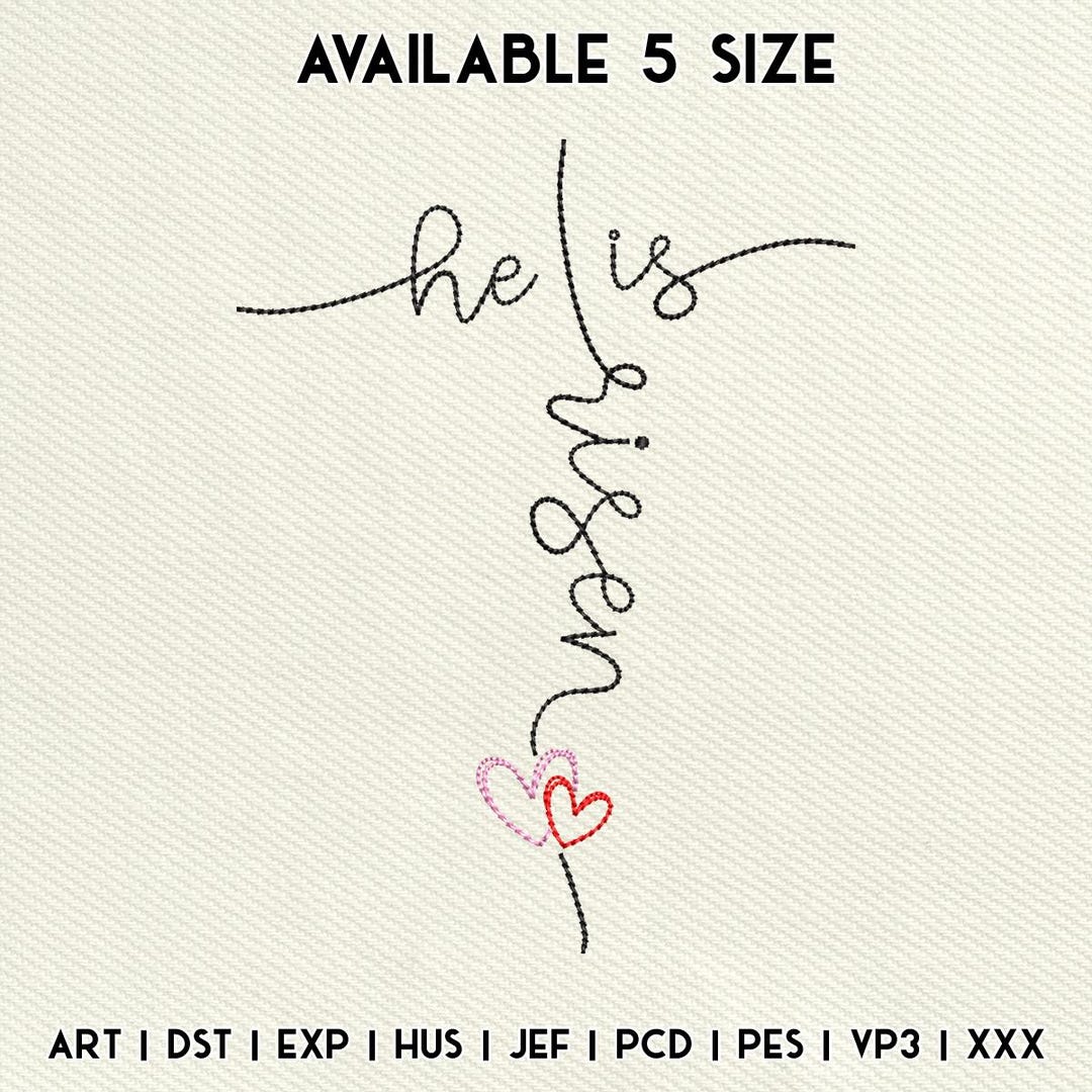 He is Enough Embroidery Digital File, Christian Script Heart Line ...