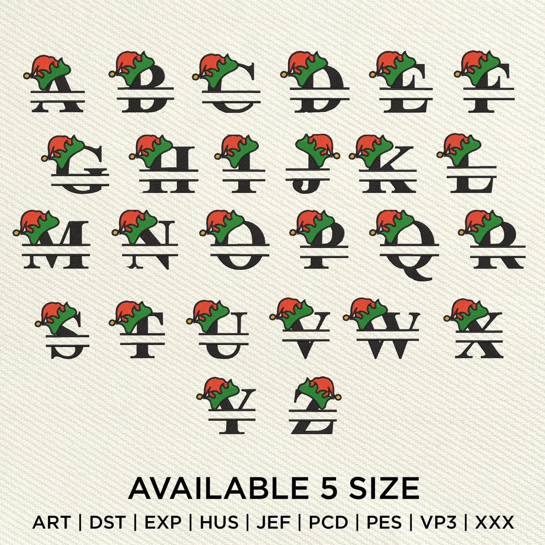 Christmas Alphabet Elf Embroidery Design, Christmas Monogram Letters ...
