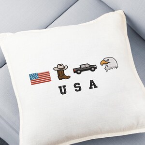 USA Icons Embroidery Design, Western USA Flag Embroidery Design, 4th of ...