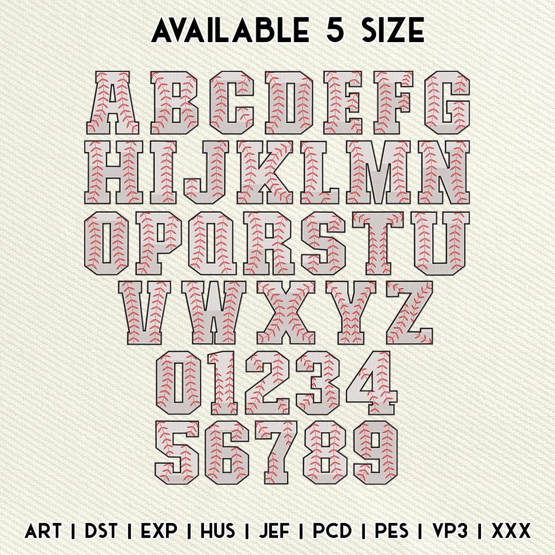Baseball Letter Embroidery Design, Alphabet Baseball Embroidery Design ...
